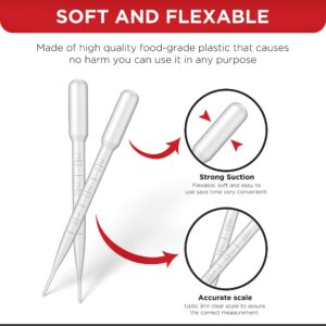 Scineeds 3ML Plastic Transfer Pipettes Eye Dropper (100 Pcs), Disposable Calibrated Essential Oil Dropper, Lab Pipette, Eye Dropper Suitable For Science Laboratory Experiment, Make Up Tool and DIY Art