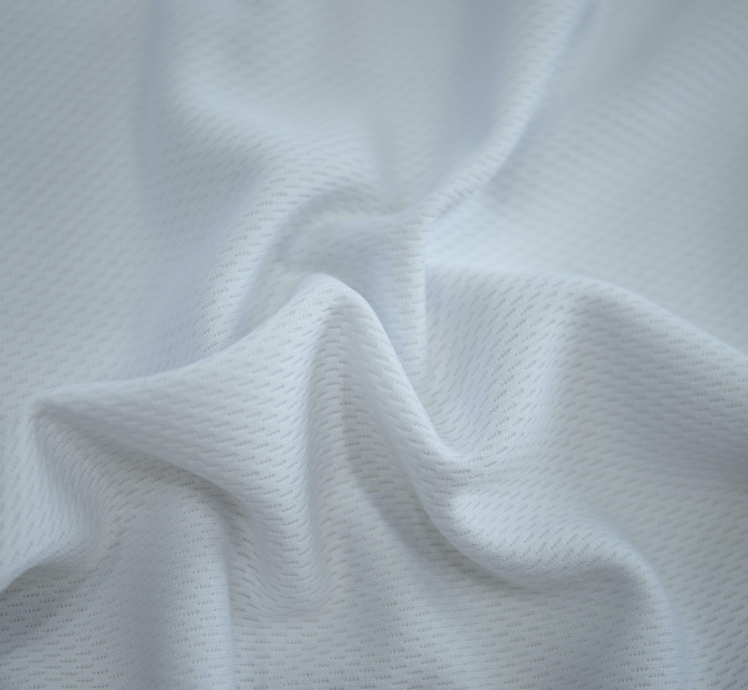 UNOMEGA 100% Polyester Birdseye/Mock Mesh/Flat Back/Eyelet Mesh/Pique Sports Athletic White Knit Fabric by The Yard