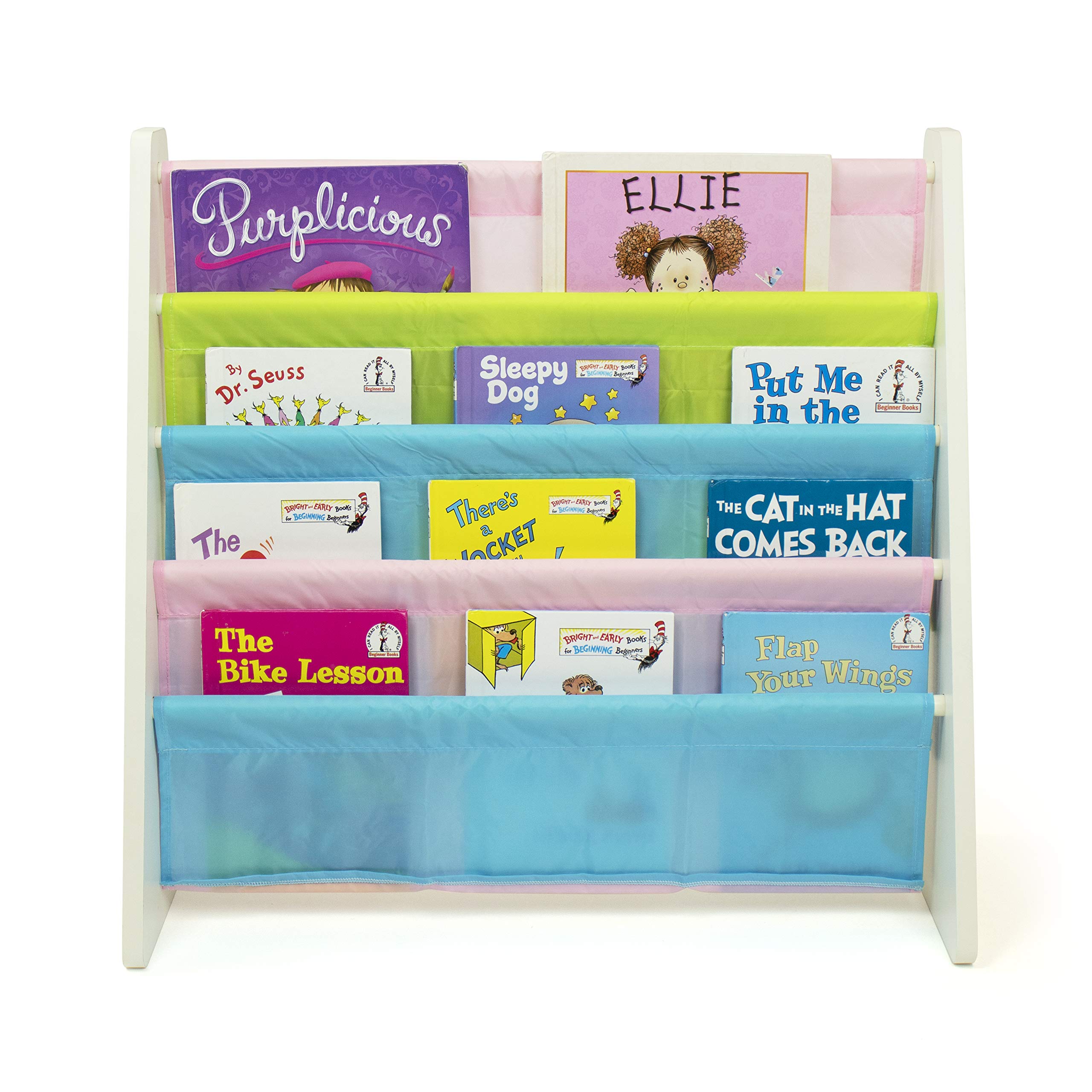 Humble Crew Toy Organizer (16 Bins) and Book Rack Storage Bookshelf (Pastel Collection)