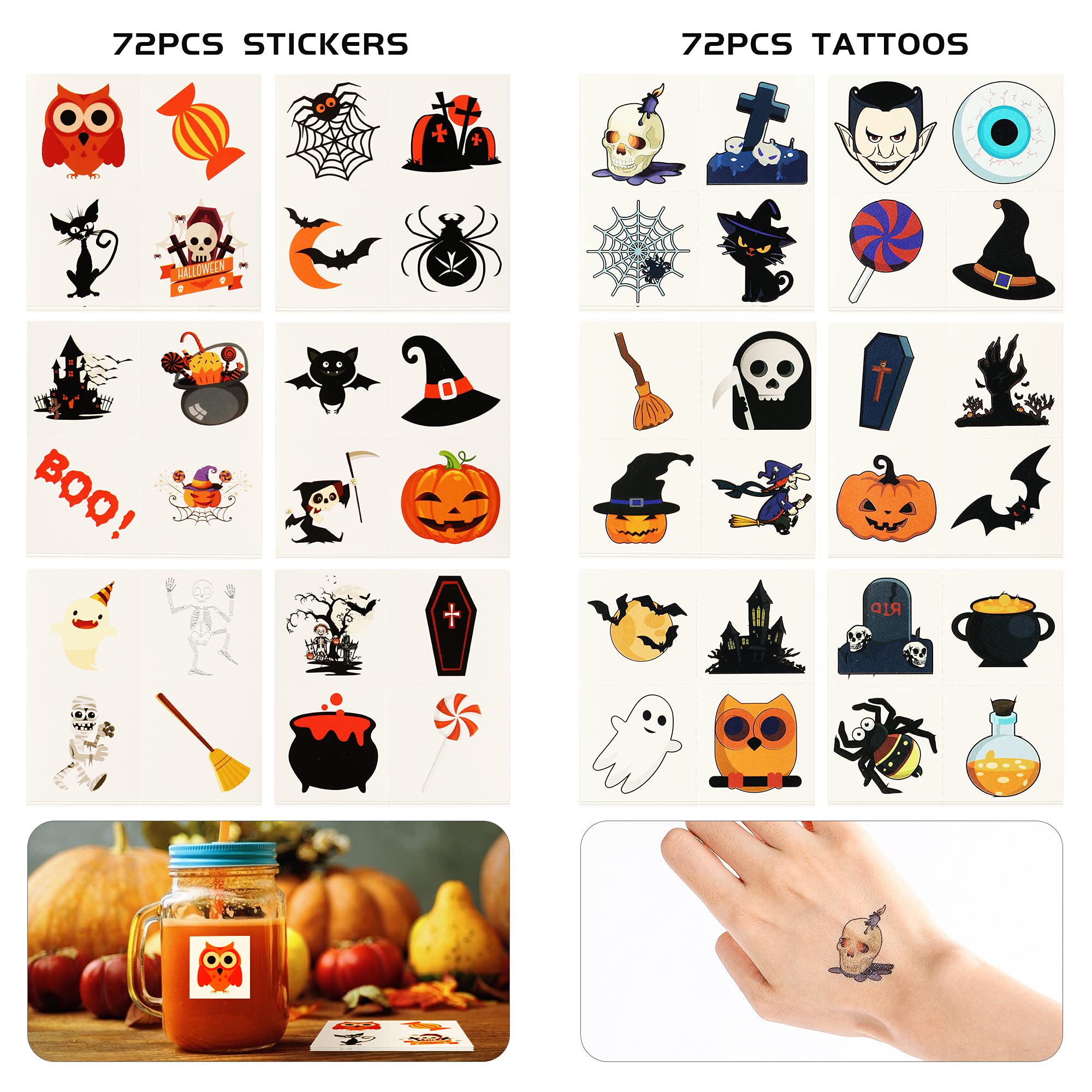 Max Fun 192pcs Halloween Party Favors Toys Halloween Stamps Halloween Stickers for Kids Halloween Party Supplies, Goodies Bags, Classroom Game Reward Prizes(Halloween)