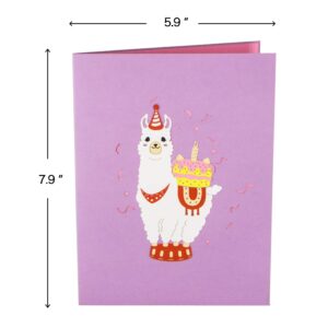 Ribbli Birthday Cards, Llama and Cake Pop Up Birthday Card, Alpaca Birthday Card for Men Women kids, with Envelope