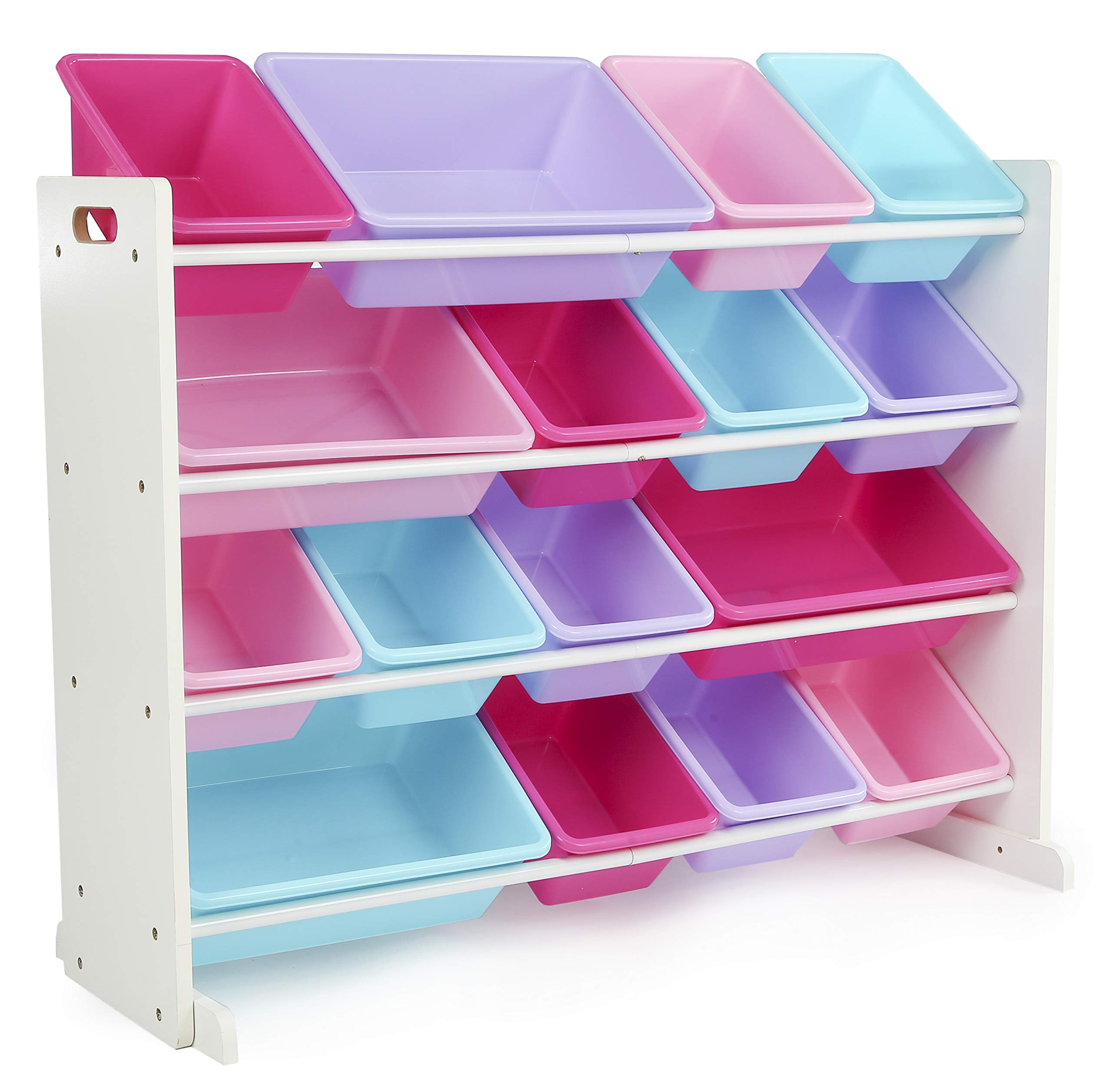 Humble Crew Toy Organizer (16 Bins) and Book Rack Storage Bookshelf (Pastel Collection)