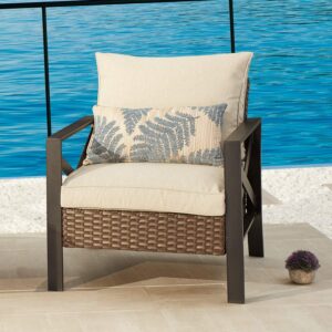 patiofestival wicker outdoor chair rattan armchair chairs with removable cushions patio dinning furniture for garden balcony porch poolside