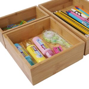 Aviboo Cabinet Drawer Organizer and Storage Tray Box Dividers Set Made of Bamboo Wood, Multipurpose Holder for Craft, Sewing, Office, Bathroom, Kitchen (2, 5.9x5.9x2.2 inch)