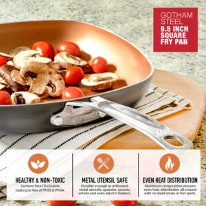 GOTHAM STEEL 2 Pc Non Stick Frying Pans Set, 9.5 + 12 Inch Ceramic Frying Pans Nonstick, Non Toxic Ceramic pan for Cooking, Oven Safe Skillet Nonstick Frying Pan, Non Stick Pan, Dishwasher Safe