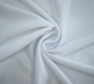 unomega 100% polyester birdseye/mock mesh/flat back/eyelet mesh/pique sports athletic white knit fabric by the yard