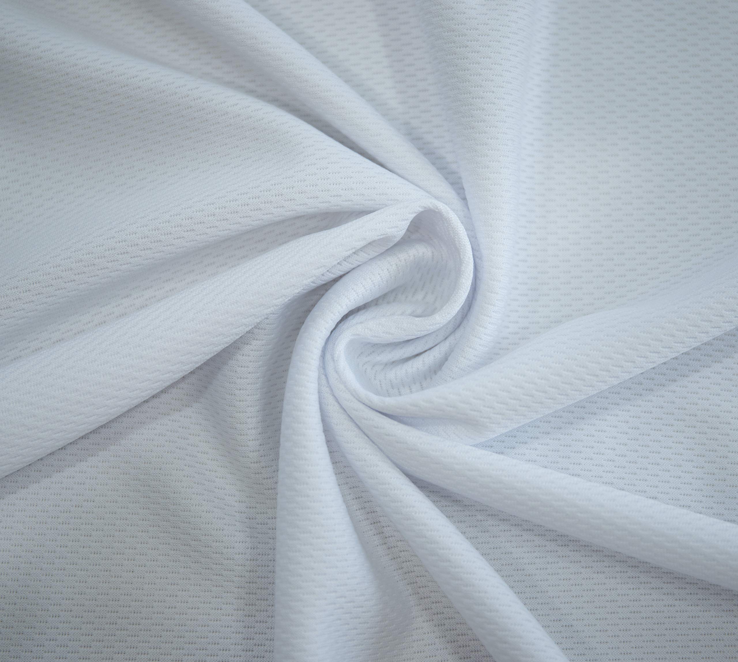 UNOMEGA 100% Polyester Birdseye/Mock Mesh/Flat Back/Eyelet Mesh/Pique Sports Athletic White Knit Fabric by The Yard