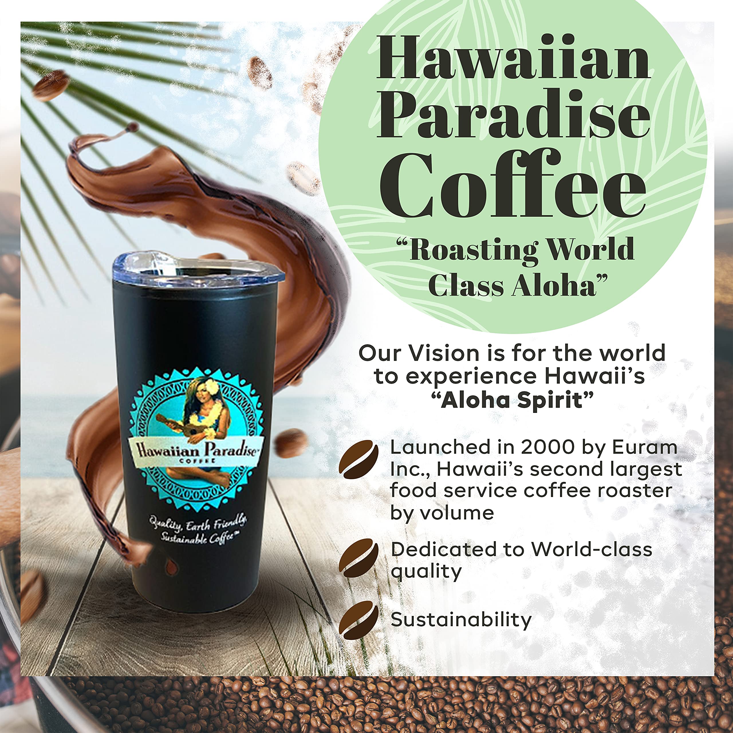 Hawaiian Paradise Coffee Chocolate Macadamia Nut Ground Coffee 24oz Bag, 100% Arabica Beans, Premium Rich Flavored, Finest Beans