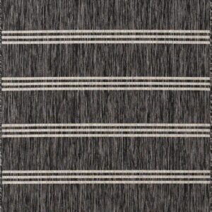 Unique Loom Outdoor Collection Area Rug - Anguilla (4' 1" x 6' 1" Rectangle, Charcoal/ Ivory)