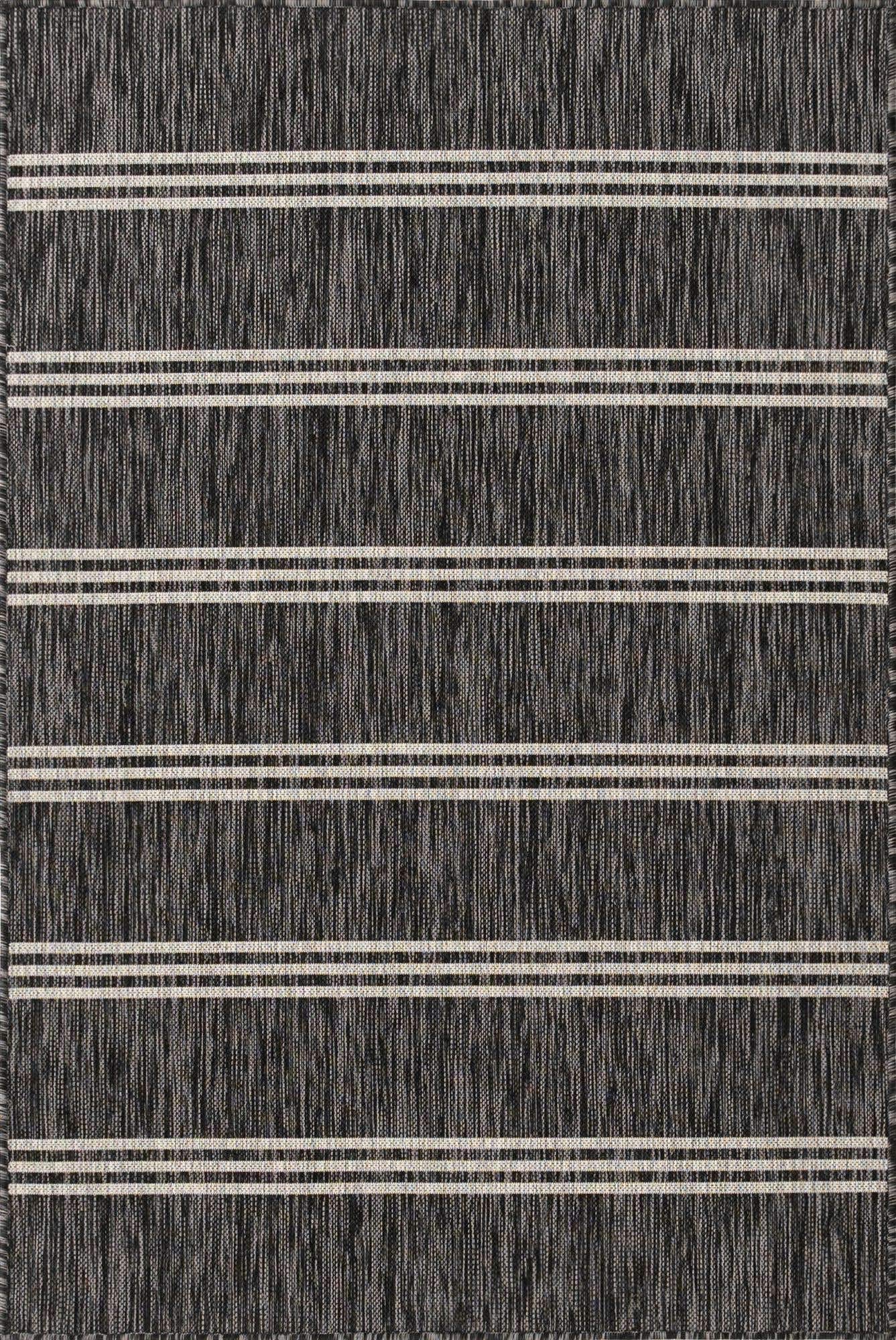 Unique Loom Outdoor Collection Area Rug - Anguilla (4' 1" x 6' 1" Rectangle, Charcoal/ Ivory)