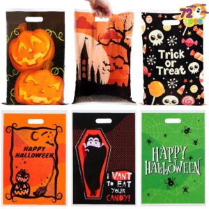 joyin 72 pcs halloween candy bags for trick or treating, plastic goodie bags assorted for halloween trick-or-treat snacks party favors, event party favor supplies classroom prizes