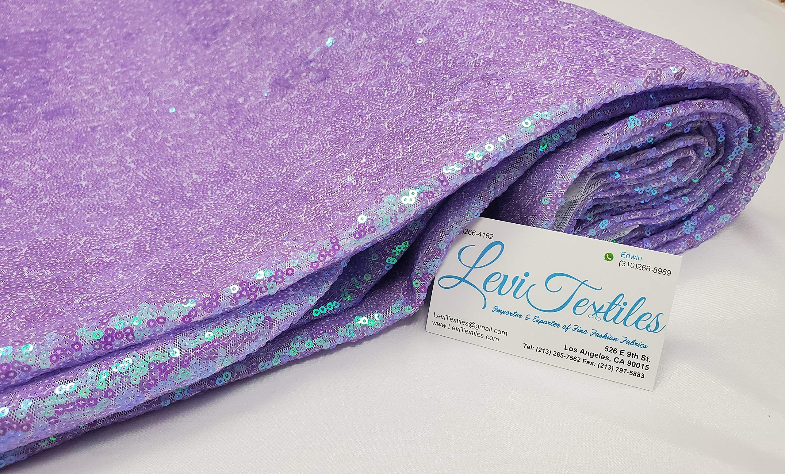 Levi Textiles, INC. 3 Feet 1 Yards Iridescent Sequin Fabric, by The Yard, Sequin Fabric, Tablecloth, Linen, Sequin Tablecloth, Table Runner Photo Booth Backdrop (Iridescent Lilac)