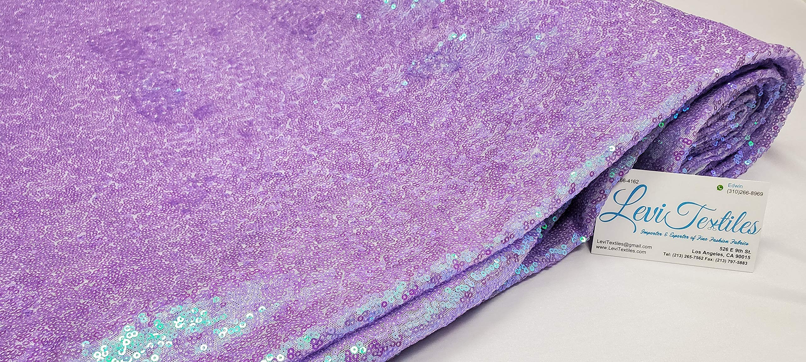 Levi Textiles, INC. 3 Feet 1 Yards Iridescent Sequin Fabric, by The Yard, Sequin Fabric, Tablecloth, Linen, Sequin Tablecloth, Table Runner Photo Booth Backdrop (Iridescent Lilac)