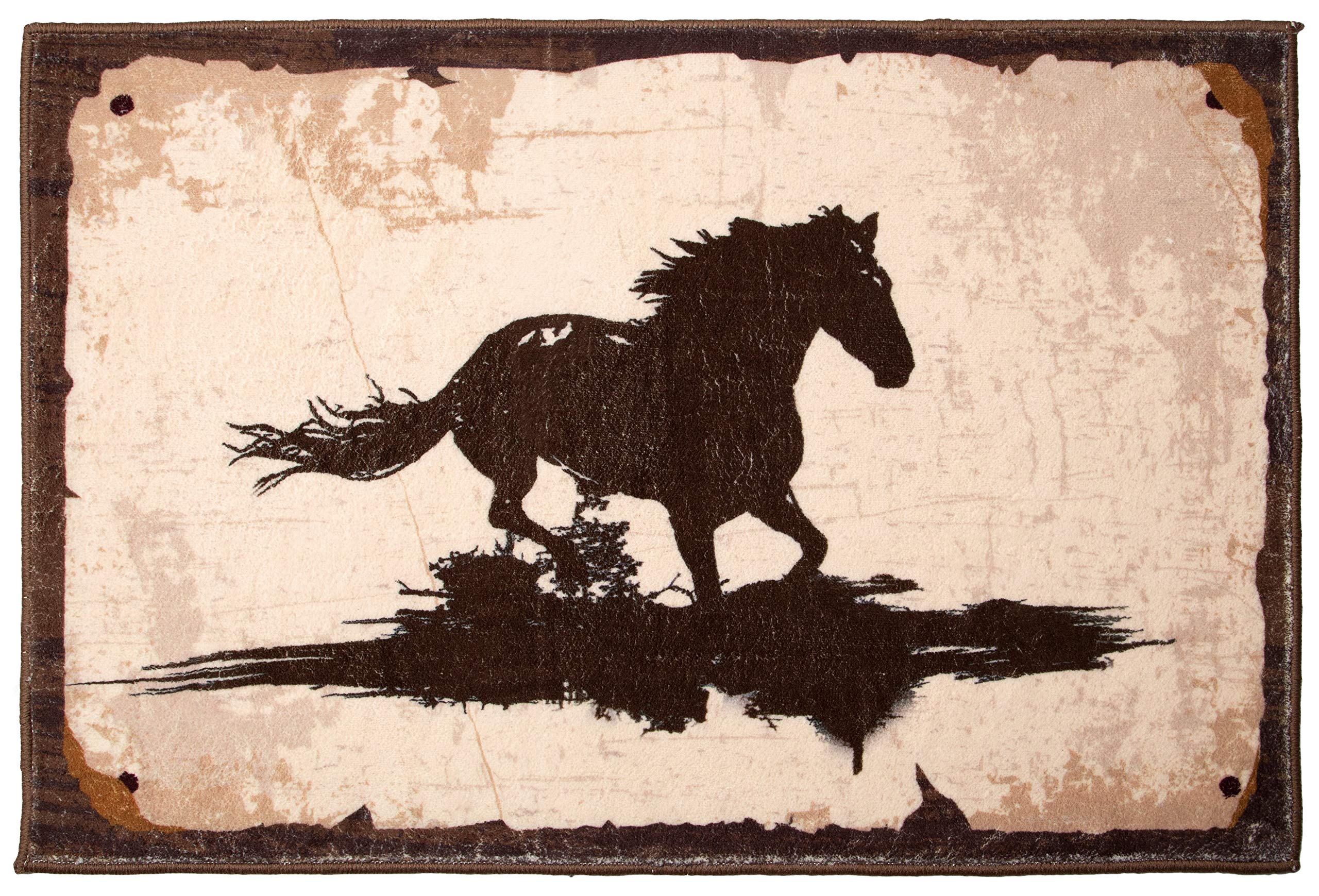 Carstens Running Horse Small Western Area Rug Doormat 24" x 36"