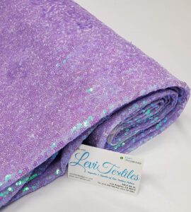 levi textiles, inc. 3 feet 1 yards iridescent sequin fabric, by the yard, sequin fabric, tablecloth, linen, sequin tablecloth, table runner photo booth backdrop (iridescent lilac)