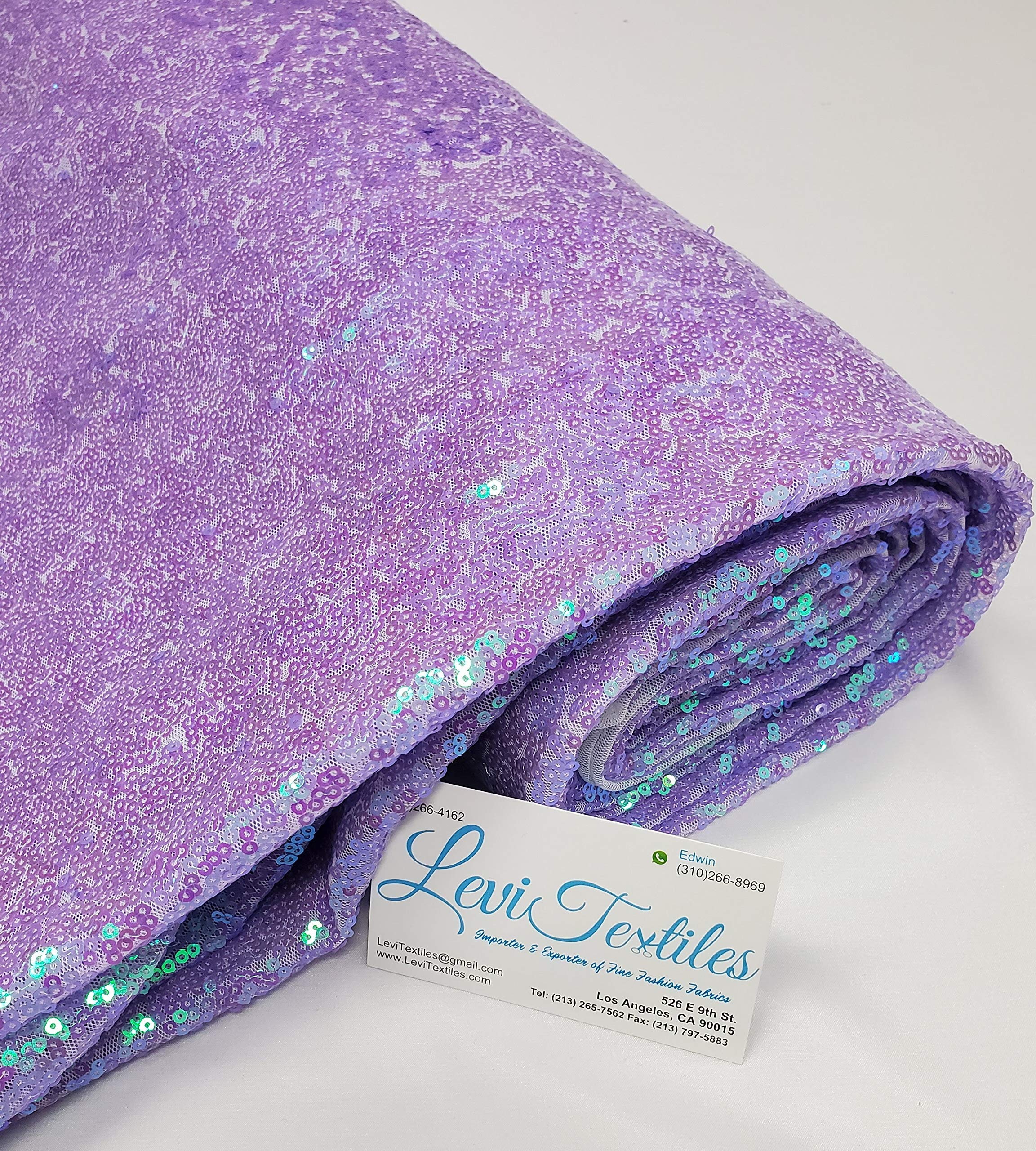 Levi Textiles, INC. 3 Feet 1 Yards Iridescent Sequin Fabric, by The Yard, Sequin Fabric, Tablecloth, Linen, Sequin Tablecloth, Table Runner Photo Booth Backdrop (Iridescent Lilac)