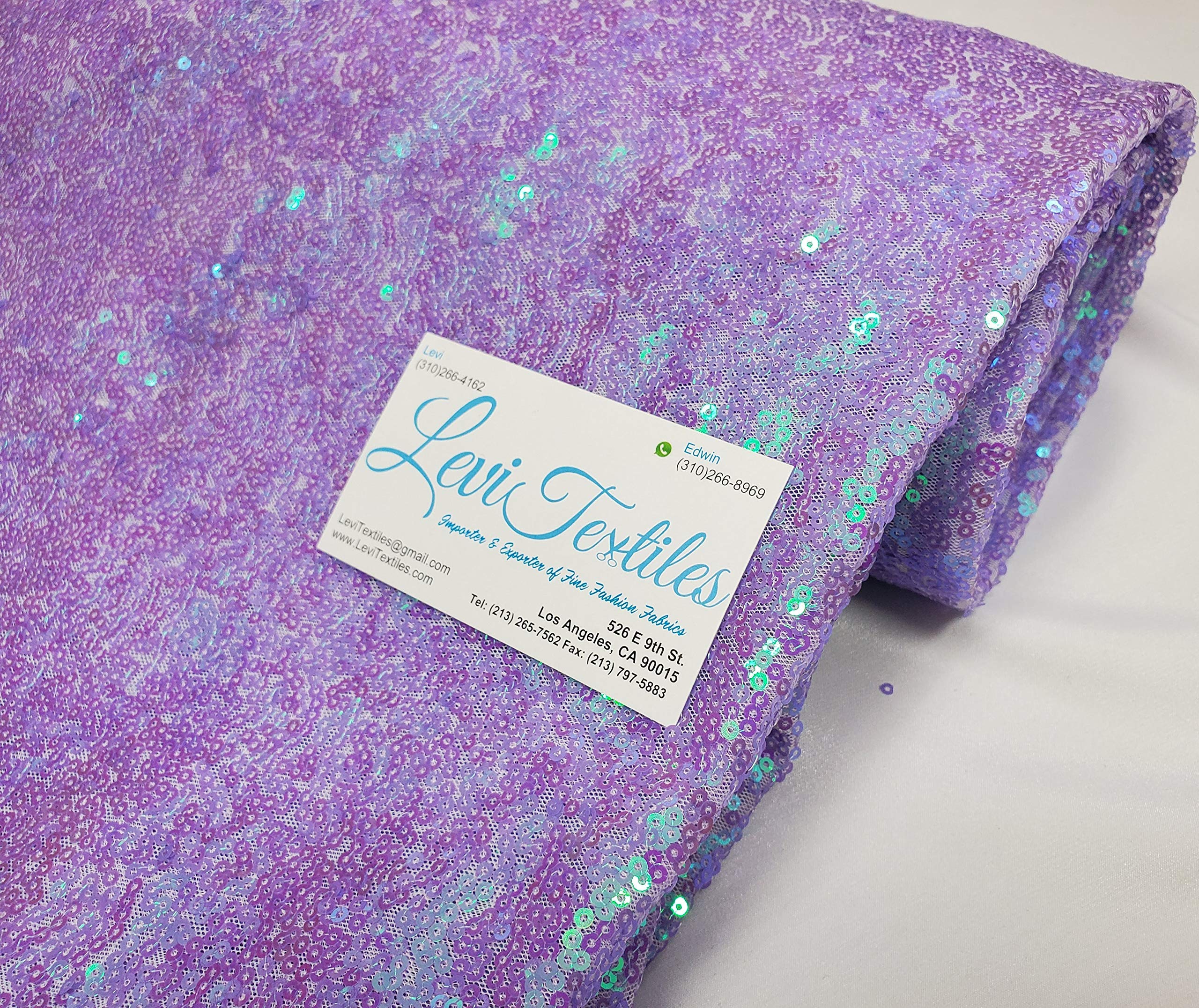 Levi Textiles, INC. 3 Feet 1 Yards Iridescent Sequin Fabric, by The Yard, Sequin Fabric, Tablecloth, Linen, Sequin Tablecloth, Table Runner Photo Booth Backdrop (Iridescent Lilac)