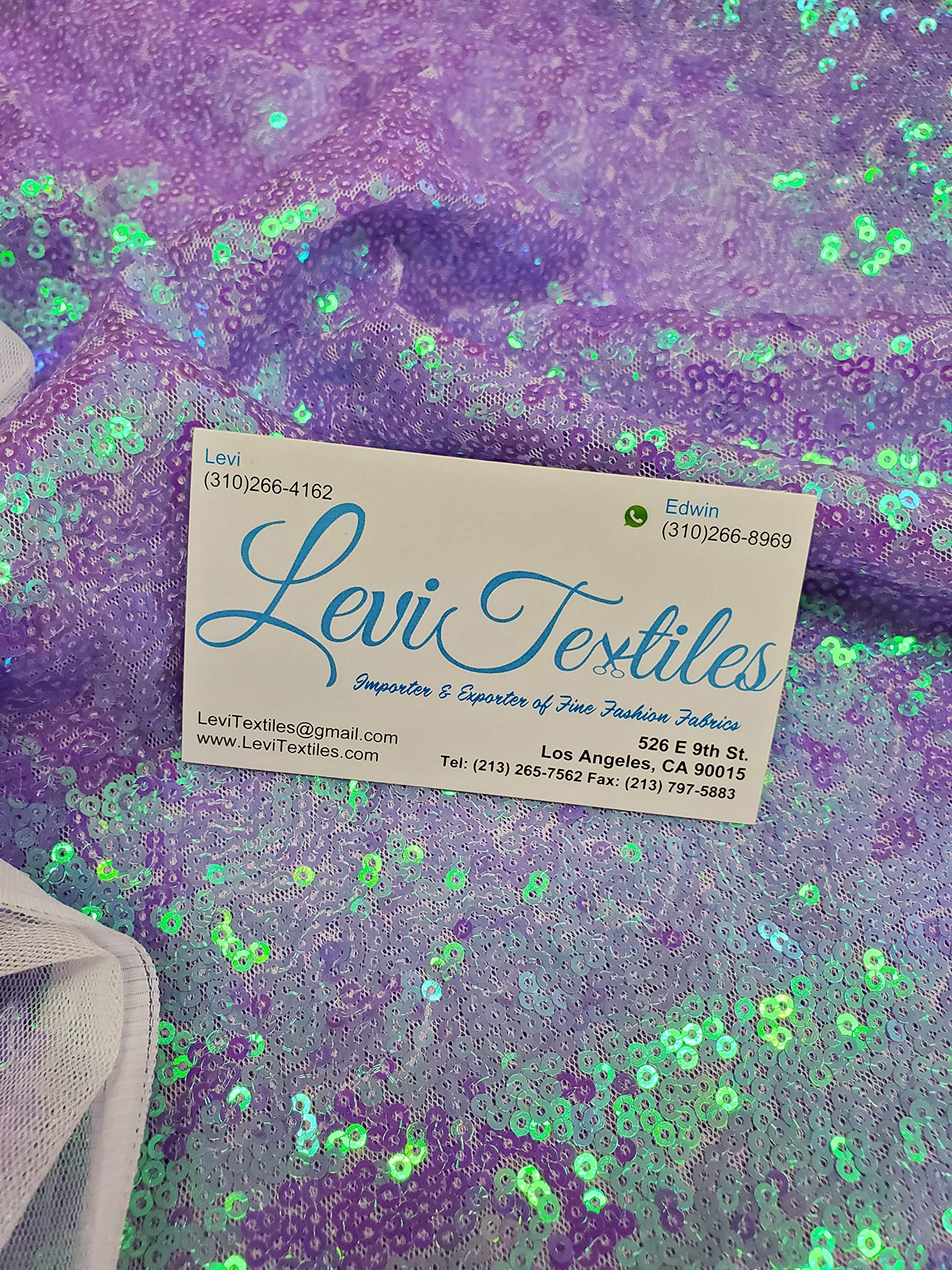 Levi Textiles, INC. 3 Feet 1 Yards Iridescent Sequin Fabric, by The Yard, Sequin Fabric, Tablecloth, Linen, Sequin Tablecloth, Table Runner Photo Booth Backdrop (Iridescent Lilac)