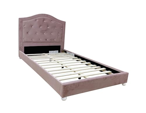 Acme Reggie Twin Bed in Pink Fabric