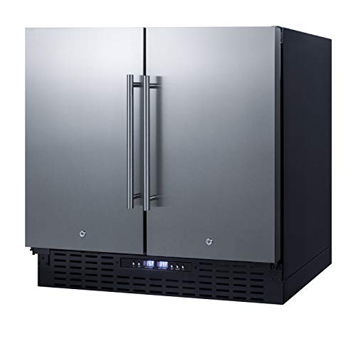 Summit Appliance FFRF36IF Side-By-Side Refrigerator-Freezer, 5.8 cu.ft Capacity, Frost-free, Digital Thermostat, LED Lighting, Fan-force Cooling, Temperature Memory Function, Leveling Legs