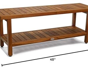 48" Spa Teak Shower Bench with Shelf