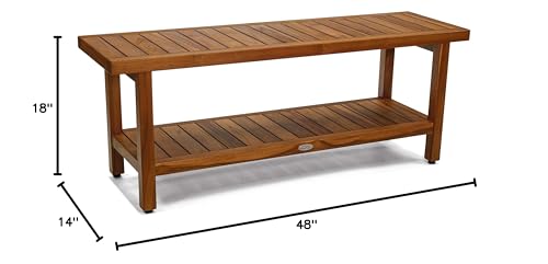 48" Spa Teak Shower Bench with Shelf