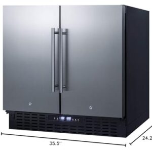 Summit Appliance FFRF36IF Side-By-Side Refrigerator-Freezer, 5.8 cu.ft Capacity, Frost-free, Digital Thermostat, LED Lighting, Fan-force Cooling, Temperature Memory Function, Leveling Legs