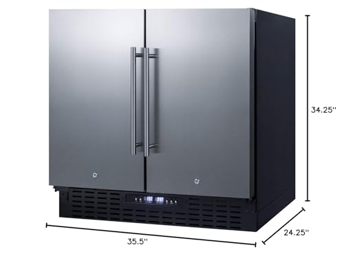 Summit Appliance FFRF36IF Side-By-Side Refrigerator-Freezer, 5.8 cu.ft Capacity, Frost-free, Digital Thermostat, LED Lighting, Fan-force Cooling, Temperature Memory Function, Leveling Legs