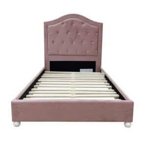 Acme Reggie Twin Bed in Pink Fabric