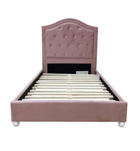 Acme Reggie Twin Bed in Pink Fabric