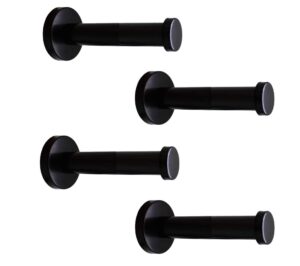 nelxulas classic black stainless steel heavy duty wall mount hooks, bath towel hooks, coat hanger, handbag hooks, 4 in pack (4")