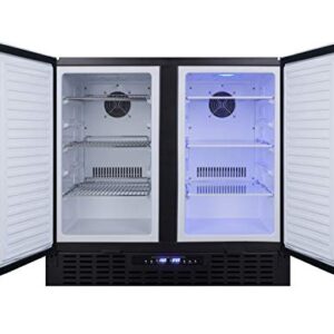 Summit Appliance FFRF36IF Side-By-Side Refrigerator-Freezer, 5.8 cu.ft Capacity, Frost-free, Digital Thermostat, LED Lighting, Fan-force Cooling, Temperature Memory Function, Leveling Legs