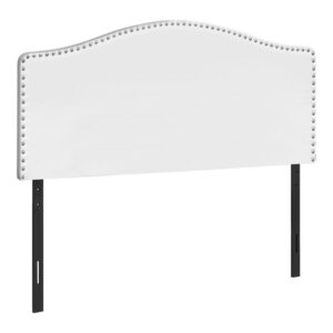 monarch specialties i 6012q bed, headboard only, queen size, bedroom, upholstered, pu leather look, white, transitional