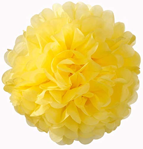 IGUO 30pcs Tissue Pom Poms Party Supplies,Yellow Navy Blue White Silver Birthday Party Decorations Paper Tassel Garland for Bridal Shower Wedding School Ceremony Graduation Theme Party Supplie