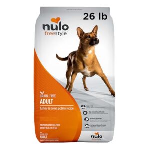 nulo freestyle adult dog food, premium all natural grain-free dry small kibble dog food, with bc30 probiotic for healthy digestion, and high animal-based protein with no chicken or egg alternatives