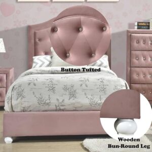 Acme Reggie Twin Bed in Pink Fabric