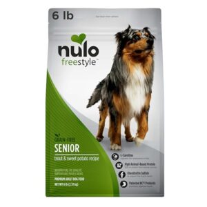 nulo freestyle all breed senior dry dog food, premium grain-free dog kibble with healthy digestive aid bc30 probiotic and chonoitin sulfate for hip & joint support, 6 pound (pack of 1)