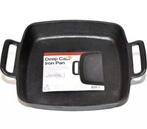 mr.barbq deep square cast iron fry pan, 13.85" x 10.9"