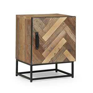 christopher knight home sonia handcrafted boho wooden nightstand, natural, black