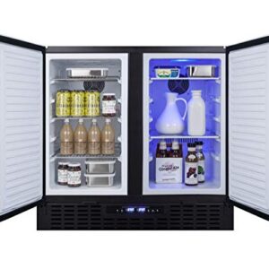 Summit Appliance FFRF36IF Side-By-Side Refrigerator-Freezer, 5.8 cu.ft Capacity, Frost-free, Digital Thermostat, LED Lighting, Fan-force Cooling, Temperature Memory Function, Leveling Legs