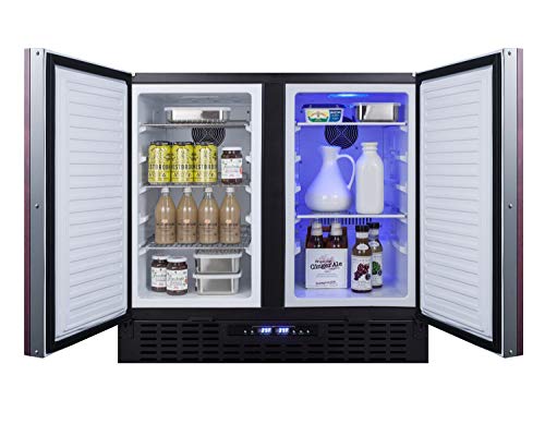 Summit Appliance FFRF36IF Side-By-Side Refrigerator-Freezer, 5.8 cu.ft Capacity, Frost-free, Digital Thermostat, LED Lighting, Fan-force Cooling, Temperature Memory Function, Leveling Legs