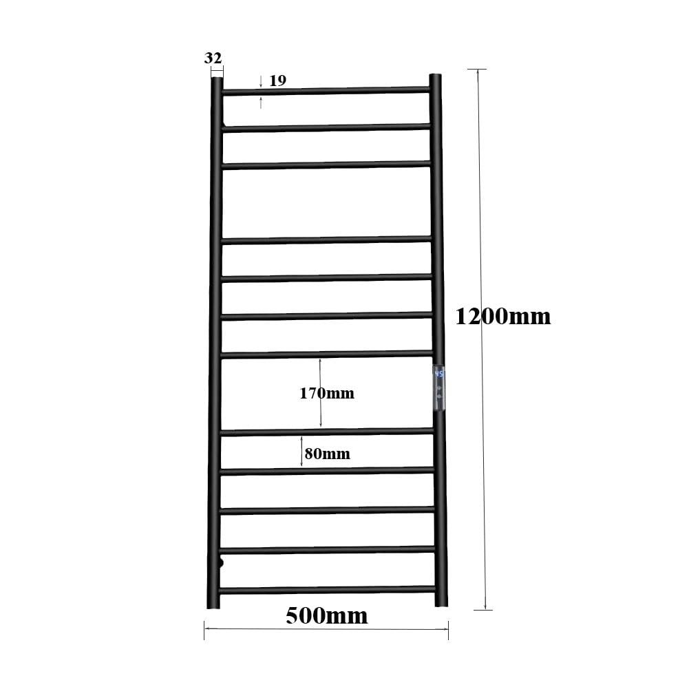 FUREX Towel Warmer 12 Bar Electric Heated Towel Rack Wall Mount Plug-in/Curved 304 Stainless Steel Bath Towel Heater Mirror Polish - Timer