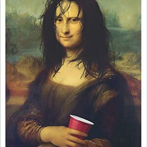 RSVP Funny Birthday Greeting Card: Mona Lisa with Messy Hair,Red,5" x 7",GC-B5873