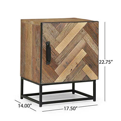 Christopher Knight Home Sonia Handcrafted Boho Wooden Nightstand, Natural, Black