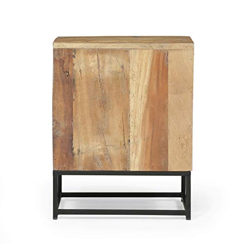 Christopher Knight Home Sonia Handcrafted Boho Wooden Nightstand, Natural, Black