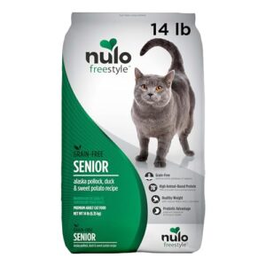 nulo freestyle senior dry cat food, premium natural grain-free cat kibble with antioxidants for immune support and high animal-based protein, 14 pound (pack of 1)