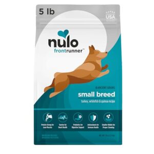 nulo frontrunner small breed dry dog food, premium ancient grain small kibble for proper chewing with taurine for heart health and probiotics for digestive support