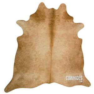 Natural Genuine Cowhide Area Rugs Solid Beige (Medium - 6 FT x 6.5 FT)