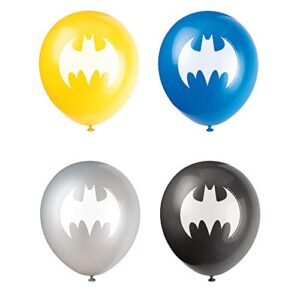 batman latex balloons - 12" (8-pack) - assorted colors party balloons - perfect for superhero parties & celebrations