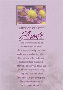 designer greetings why god created aunts religious birthday card